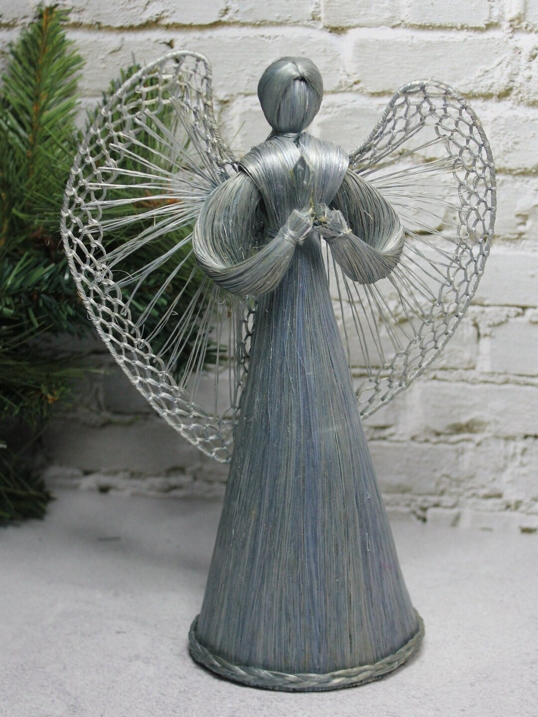 Vintage Corn Husk Angel, Blue and 10 Tall Tree Topper. Handmade Tree ...