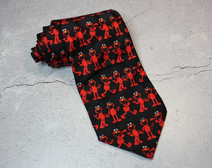 Sesame Street Tie Black White Gray Big Bird Elmo Cookie Monster Bert ...