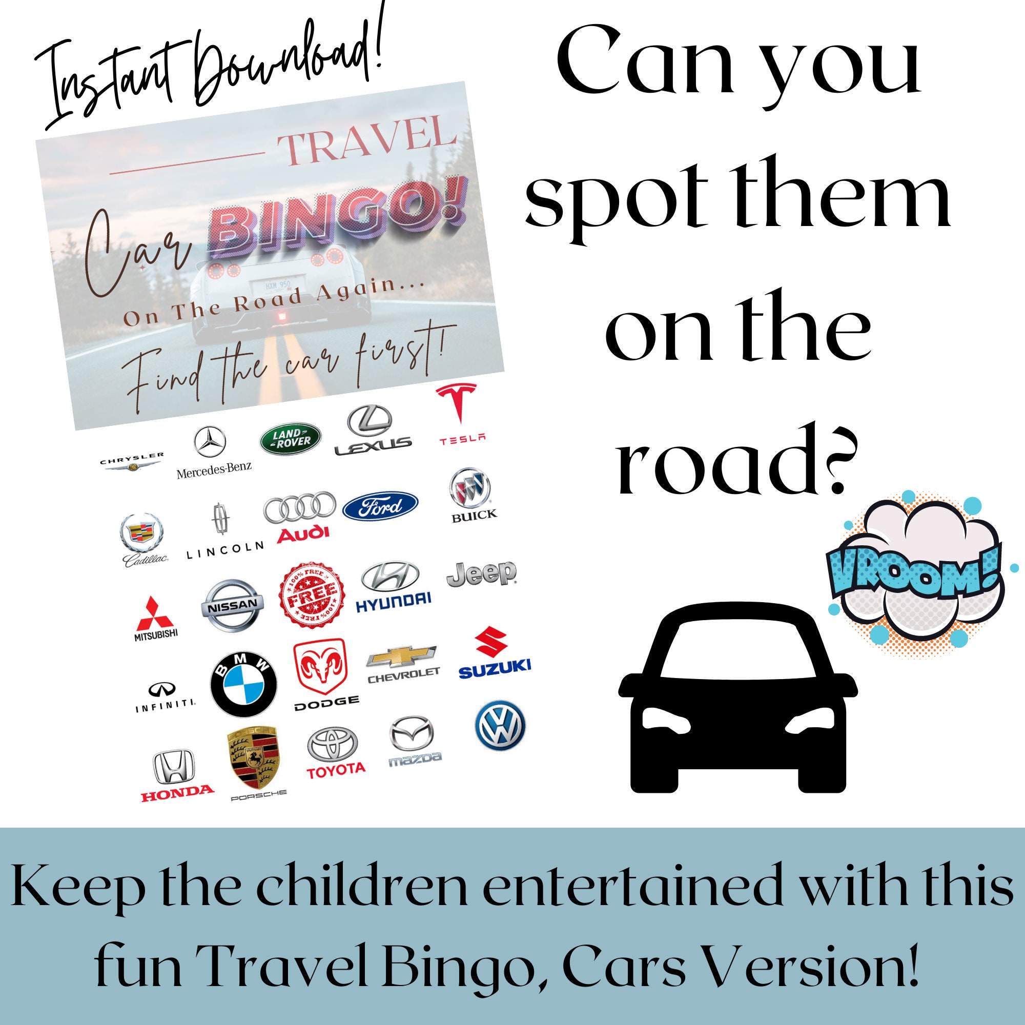Printable Car Bingo Cards | Fun Travel Game | Digital Download | 36 Car ...