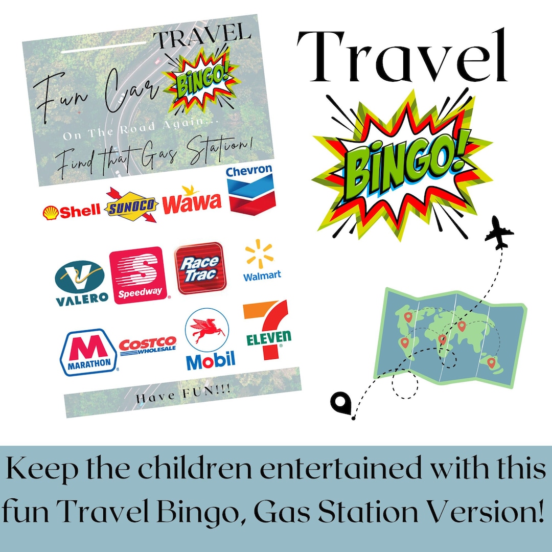 Printable Travel Bingo Cards | Gas Station Theme | Fun Road Trip Game ...