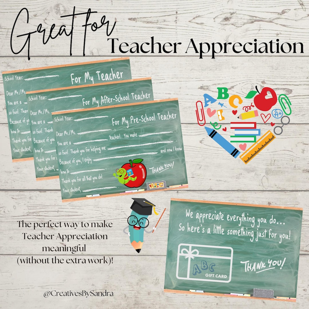 Teacher Thank You Printable Postcard Bundle (set of 3) | 5"x7" Digital ...