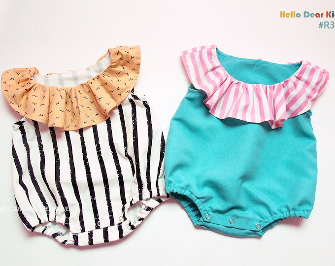 Baby Girl's Ruffled Romper, Rosebud Baby Romper Pdf Sewing Pattern ...