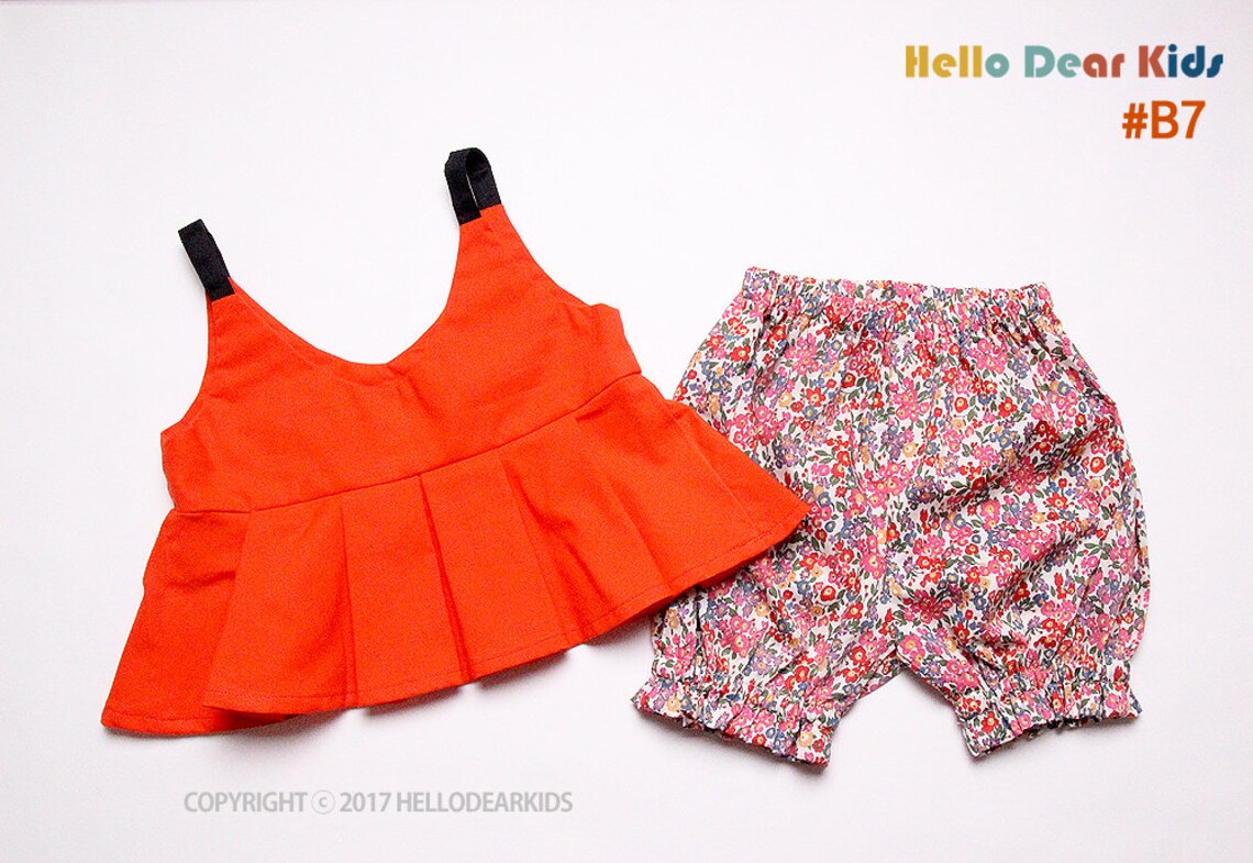 Kids Sewing Pattern Pdf/ Kids Strap Top and Pants Set/ Baby | Etsy