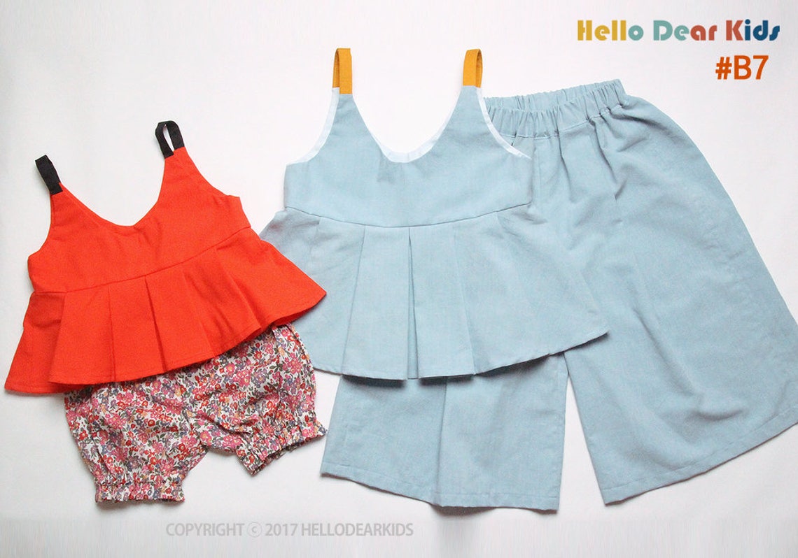 Kids Sewing Pattern Pdf/ Kids Strap Top and Pants Set/ Baby | Etsy