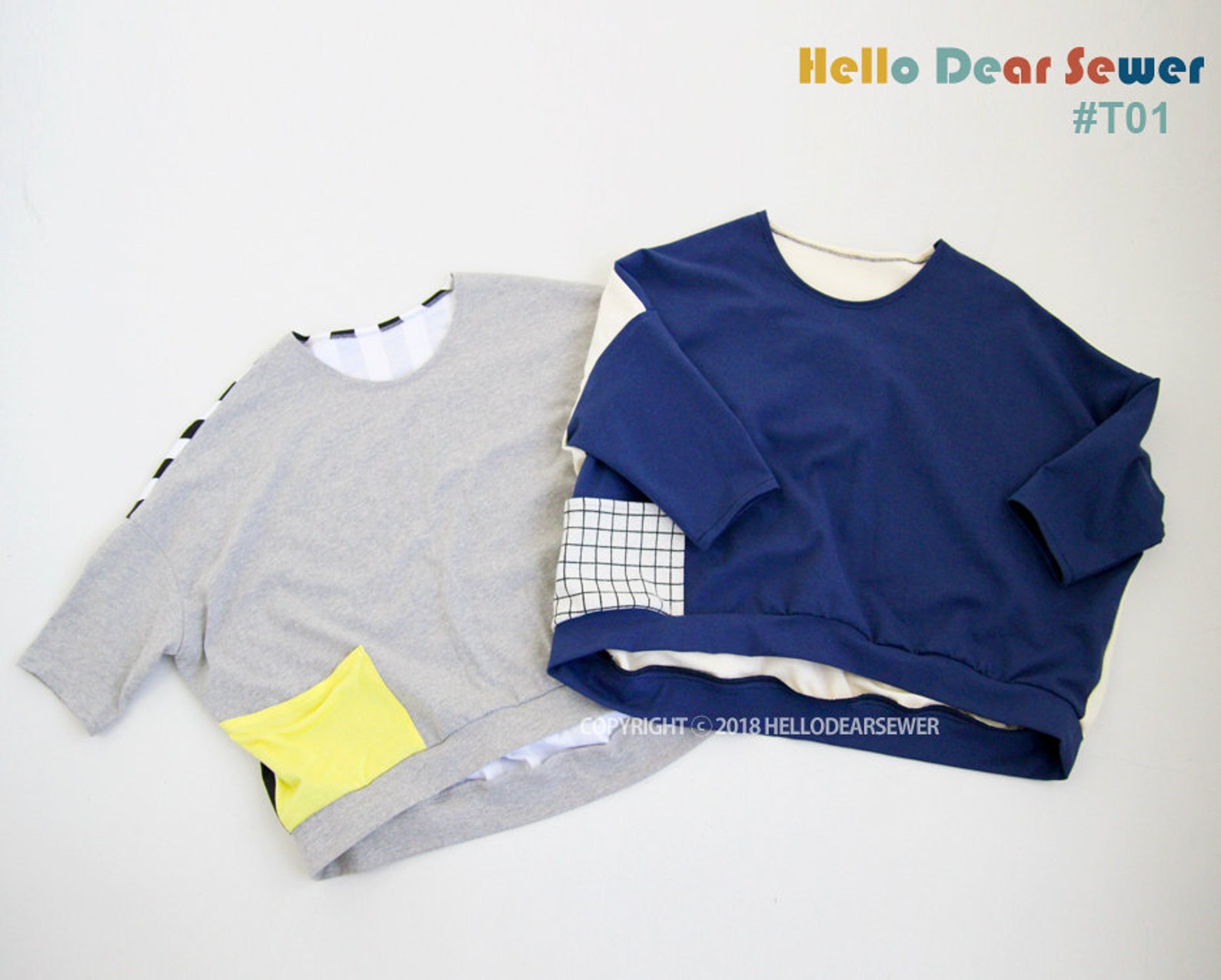 Women's PDF Sewing Pattern Knit / Jersey Top / Pocket T-shirts ...