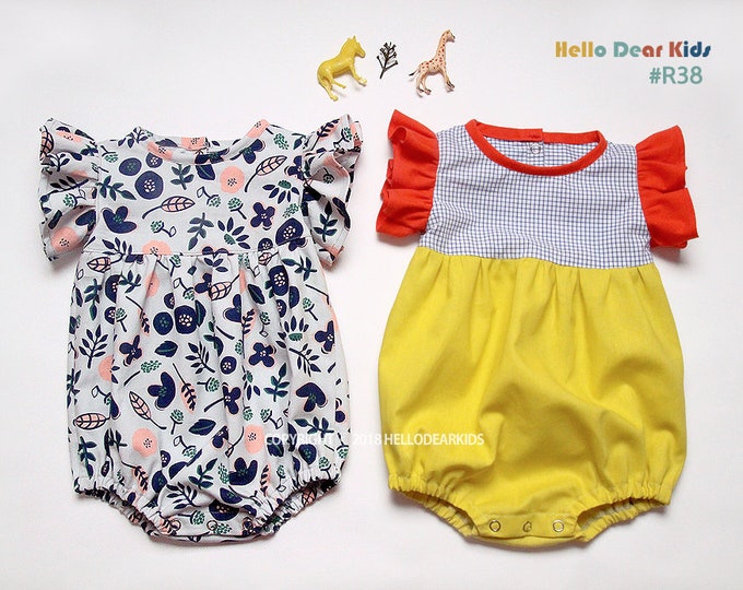Baby Girl's Ruffled Romper, Rosebud Baby Romper Pdf Sewing Pattern ...