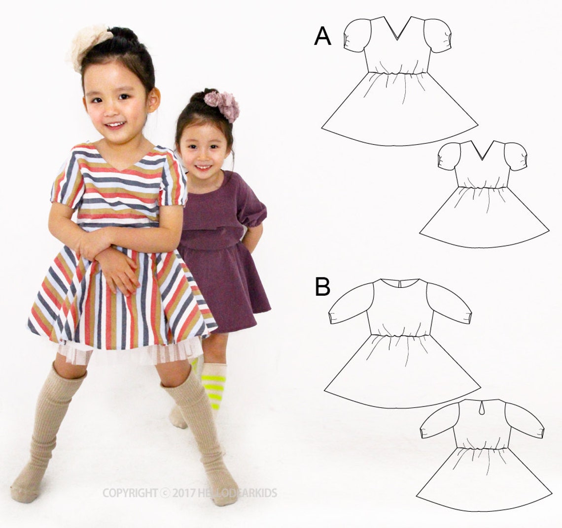 Kid's Sewing Pattern Pdf/toddler Kids/ Little Girl Dress-2 | Etsy