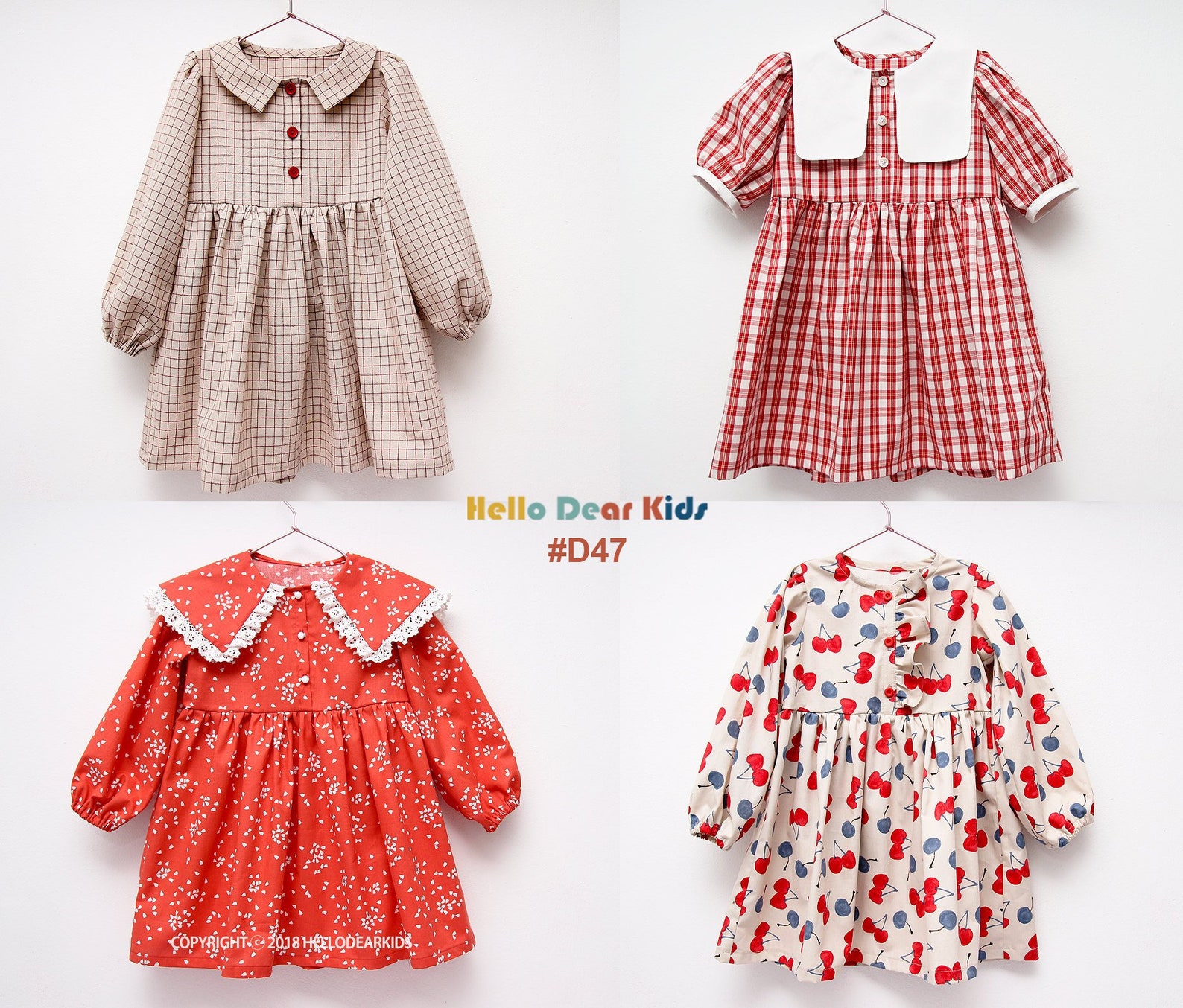 D47 / Kids Sewing Pattern /PDF Sewing Pattern/4 Dress With | Etsy