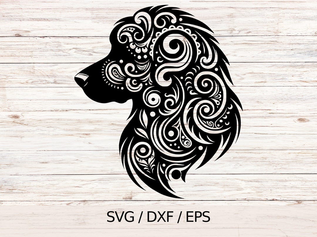 Dog Mandala Svg Cut File, Intricate Dog Silhouette Design, Animal ...