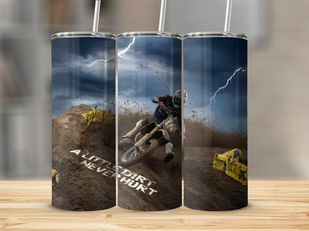 Dirt Bike Racing Tumbler Wrap 20oz Skinny Tumbler Sublimation Design ...