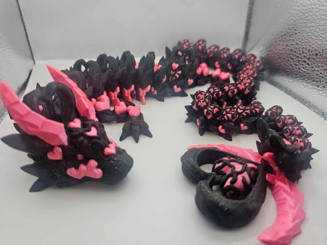 Full Sized Dark Heart Dragon Multi Color Silk Colored Flexi Dragon Cinderwing 3D Dragons - Etsy