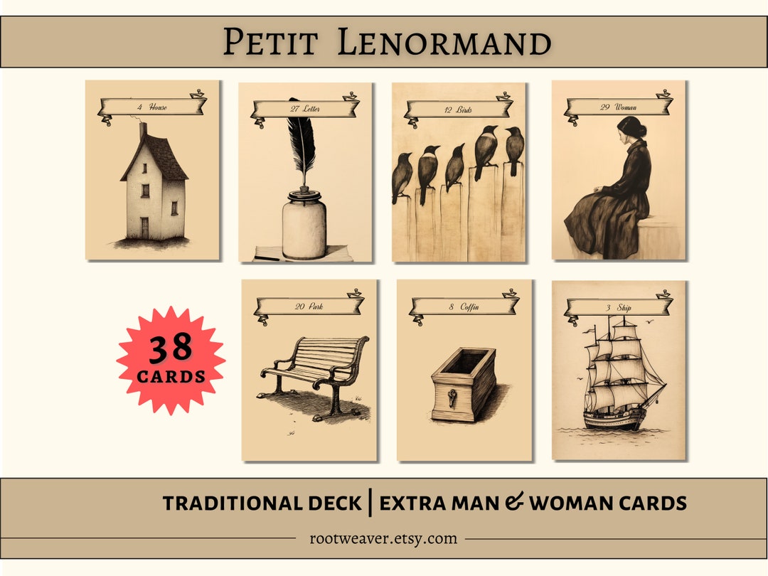 PETIT Lenormand Art Deck Minimalist Vintage Oracle Cards for ...