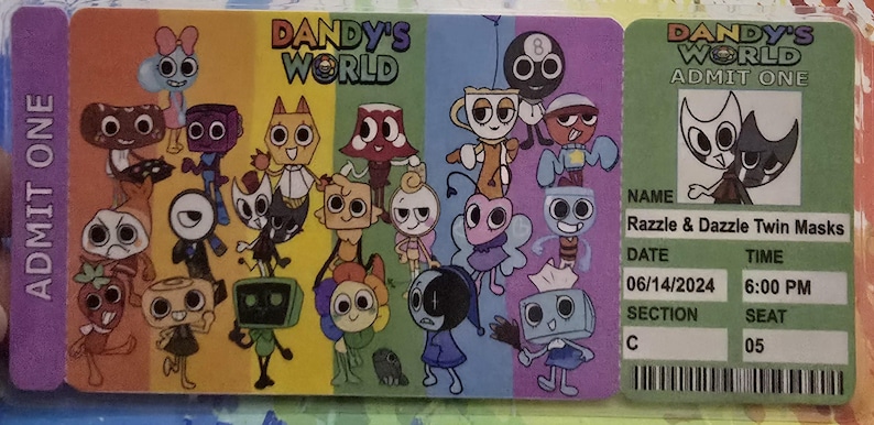 Dandy's World Show Ticket Bookmarks - Etsy