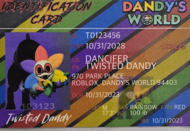 TWISTED Dandy's World I.D. Card Bookmarks - Etsy