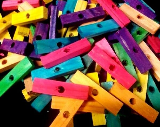 50 Wood Blocks 2" Colored Wooden Parrot Bird Toy Parts W/ 1/4" Hole ...