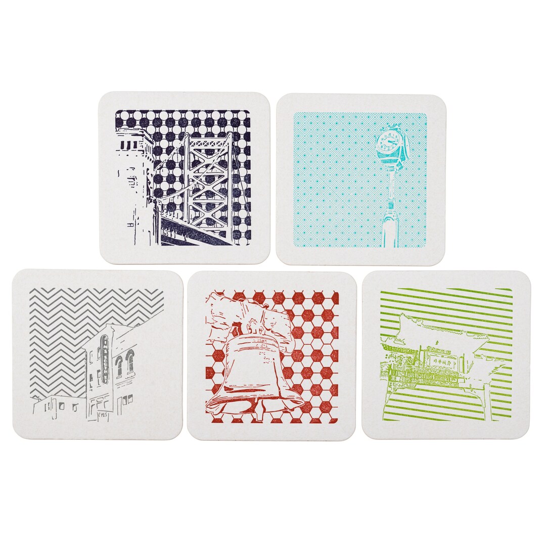 Philadelphia Coasters Letterpress Printed Pack of 5 Coasters - Etsy