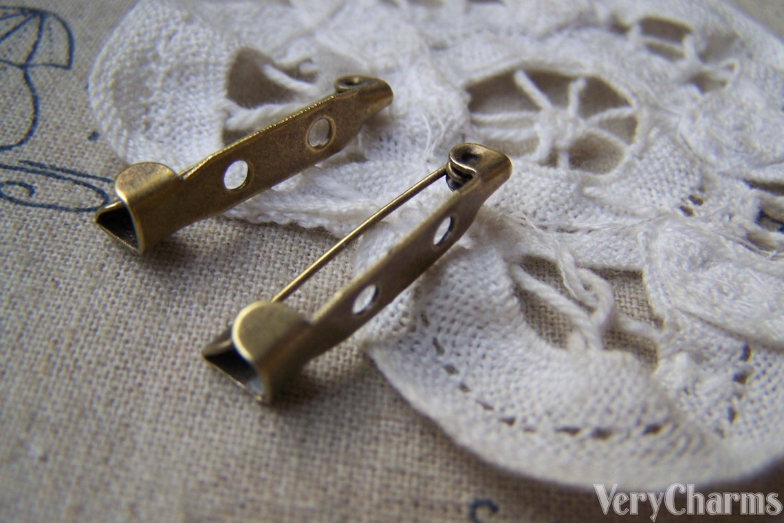 50 Pcs of Antique Bronze Brooch Back Bar Pins 25mm A3412 | Etsy