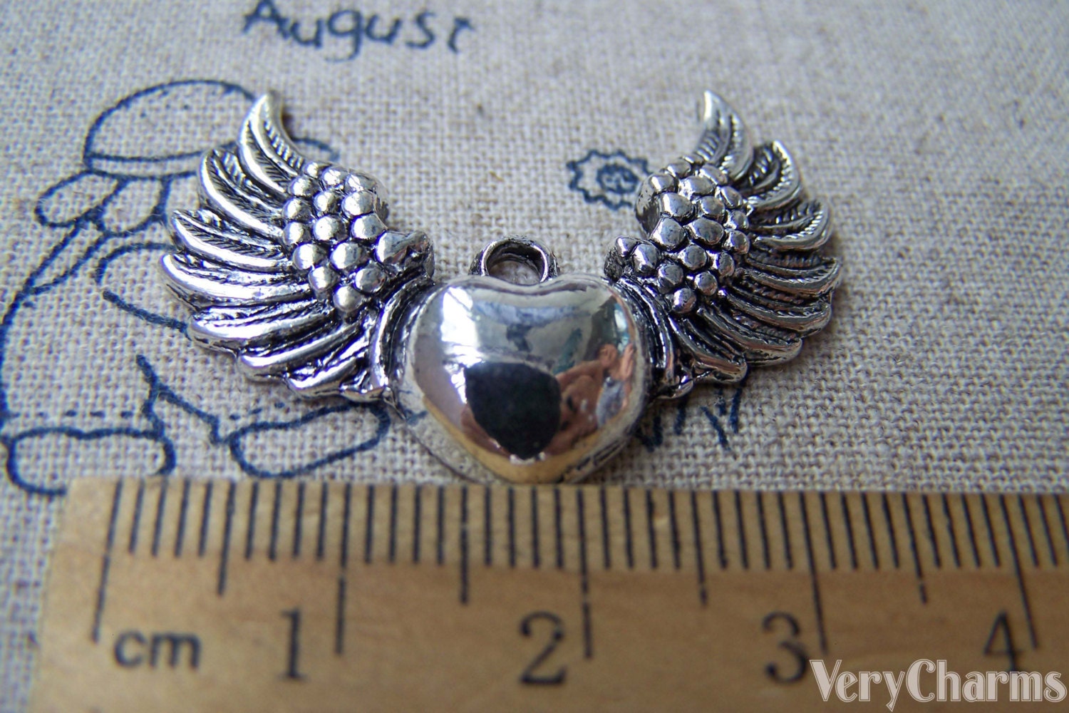 Antique Silver Heart Wing Charms Flying Angel Pendants 27x37mm - Etsy