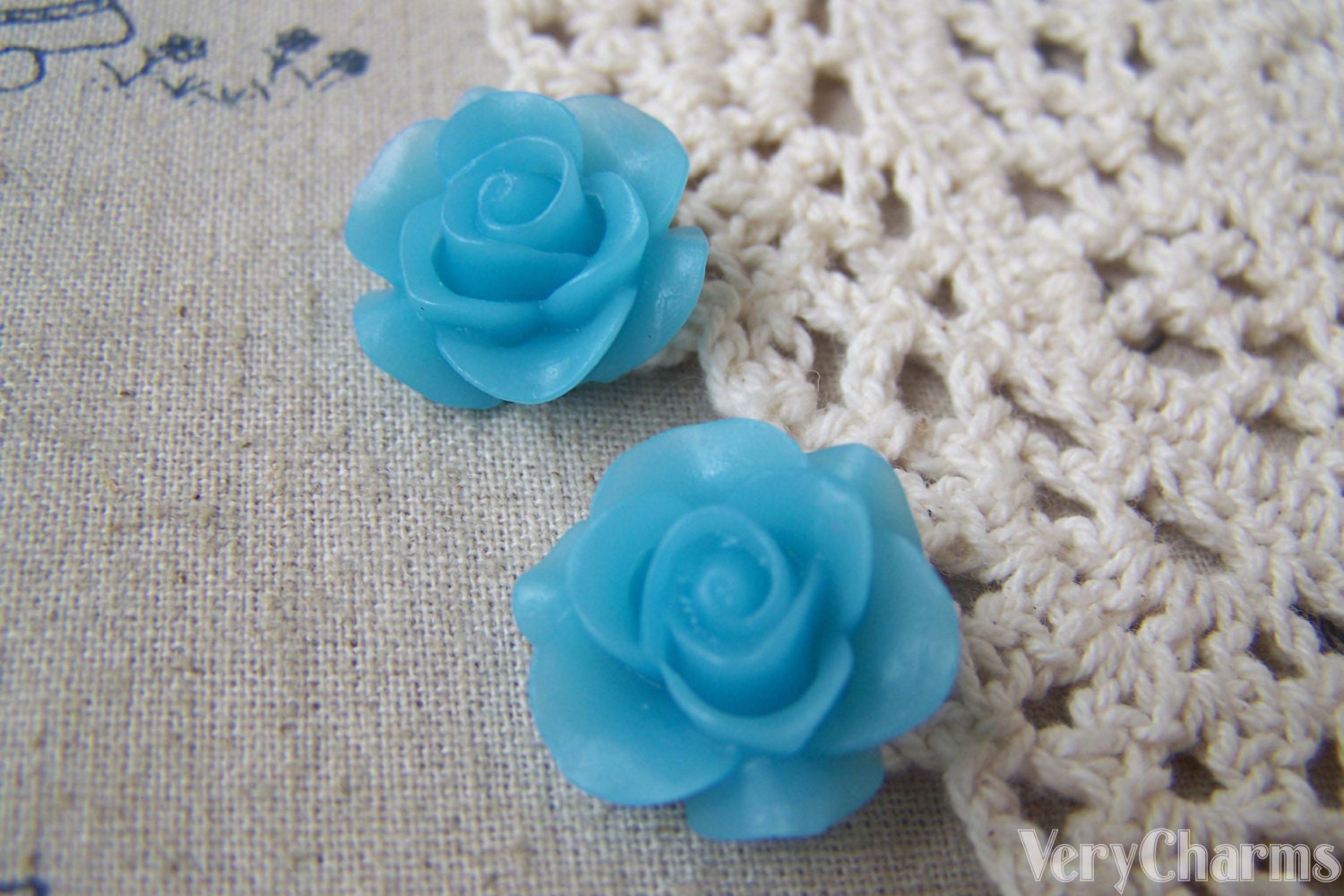 10 Pcs of Resin Baby Blue Round Flower Cameo 21mm A4709 - Etsy
