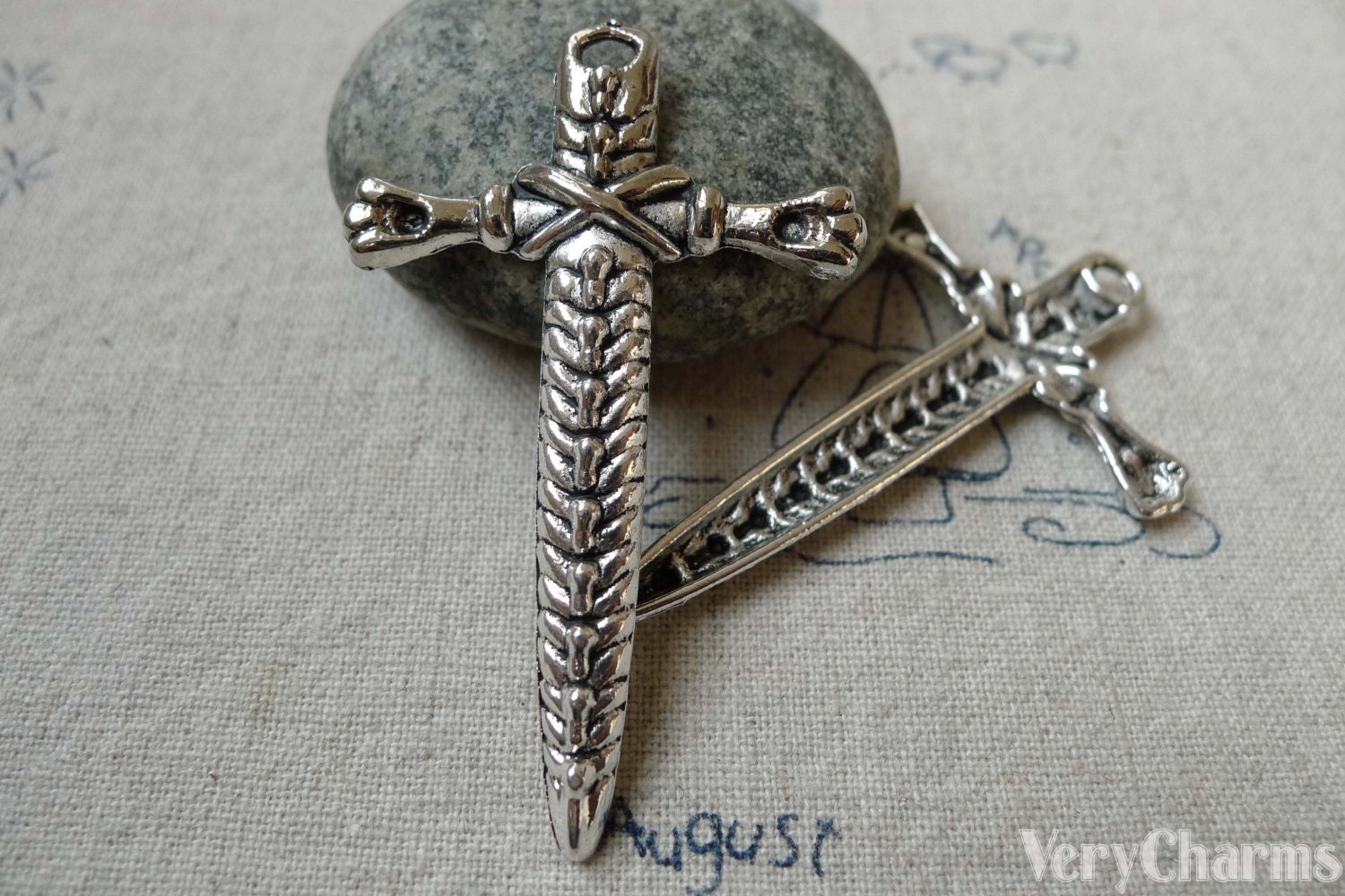 10 Pcs Antique Cross Sword Connector Pendants Charms Size 33x52mm A6568 ...