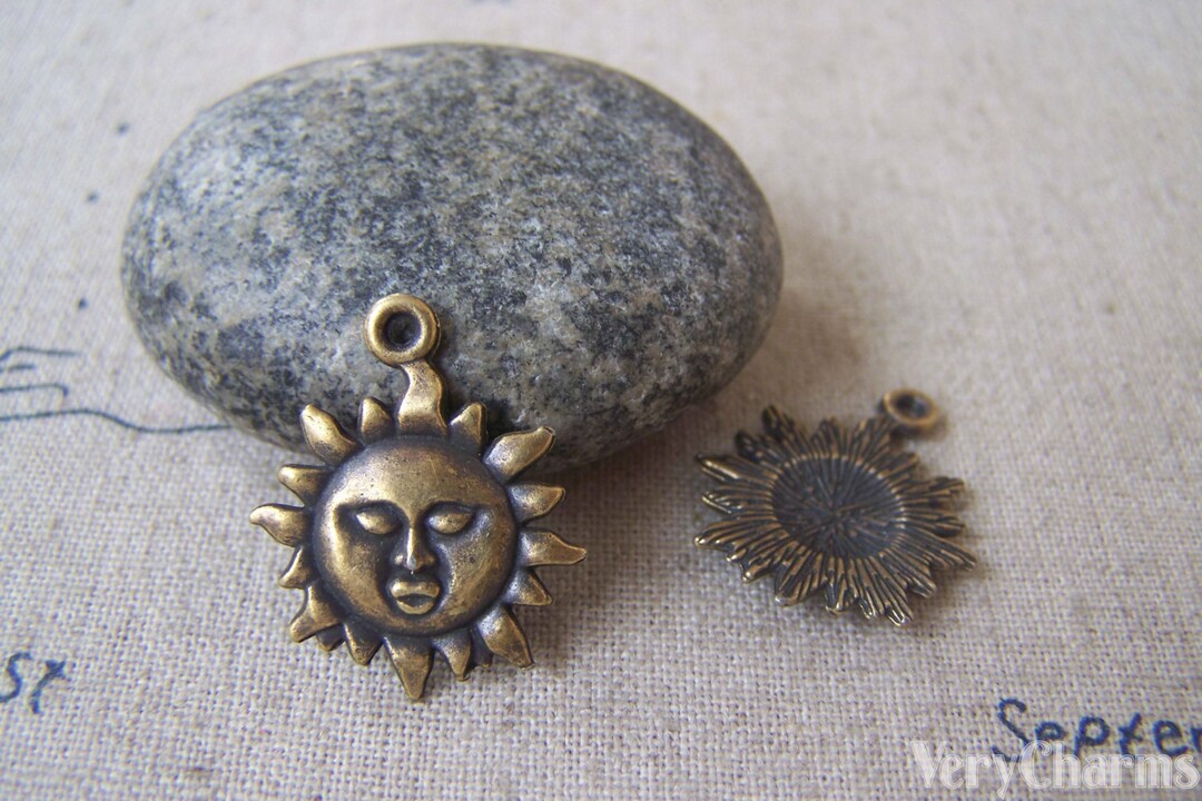 Sun Face Charms Antique Bronze Finish 18mm Jewelry Making Supplies - Etsy