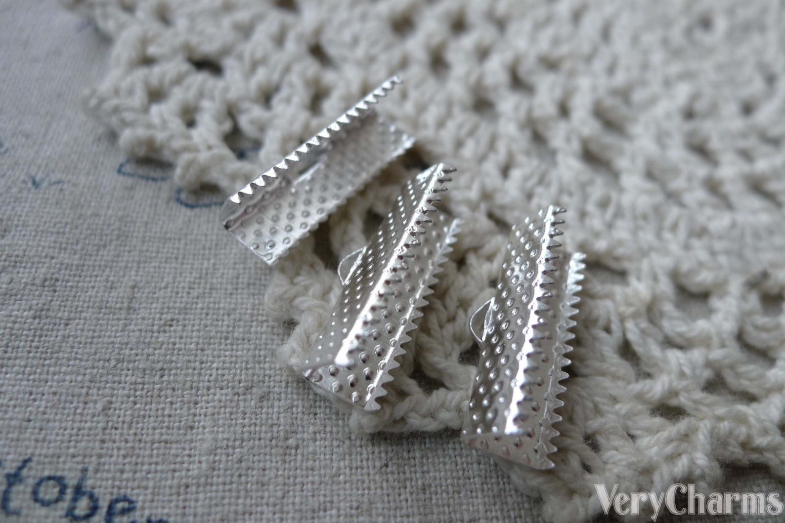 50 Pcs of Silver Tone Iron Ribbon Ends Clamps Fasteners Clasps | Etsy