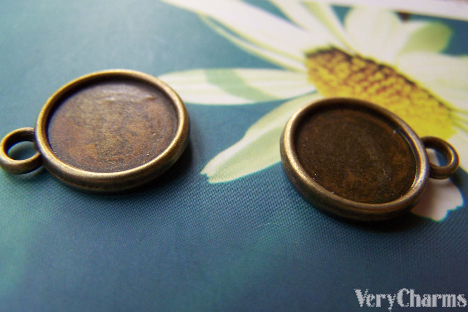 20 Pcs of Antique Bronze Round Base Settings Pendant Double | Etsy