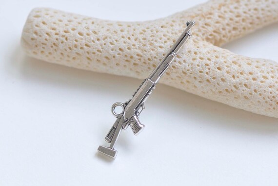 Antique Silver Machine Gun Charms Pendants Set of 10 A4960 - Etsy