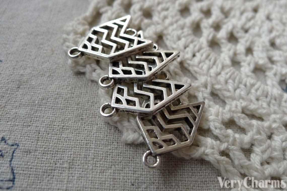 20 Pcs Antique Silver Filigree Arrow Symbol Connectors Charms | Etsy