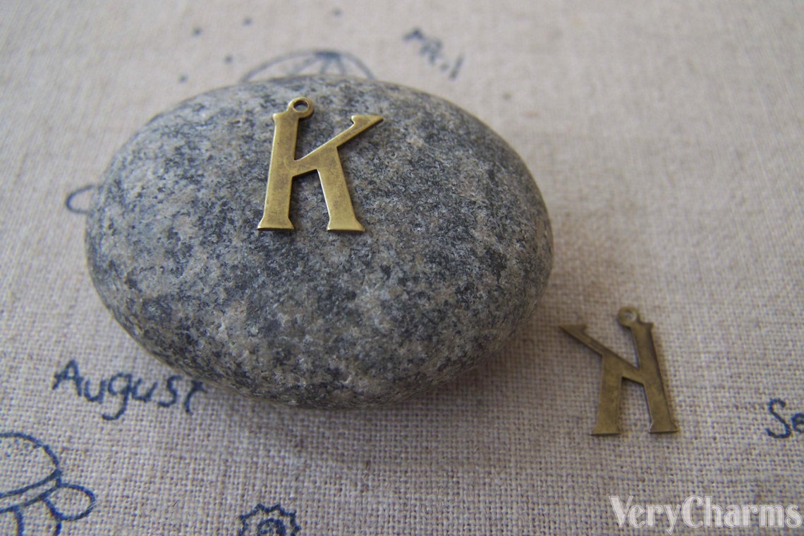10 Pcs of Antique Bronze Brass Alphabet Letter K Charms - Etsy