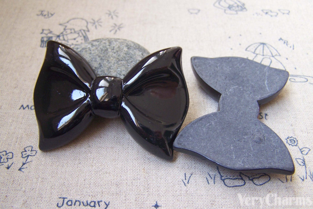 Cabochon Bow Tie Black Bowtie Knot Resin Cameo 43x59mm Set of 10 Pcs ...
