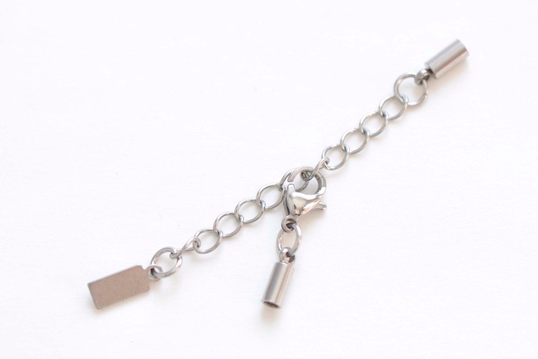 304 Stainless Steel Bail Connectors With Extension Chain Rectangle Tag ...