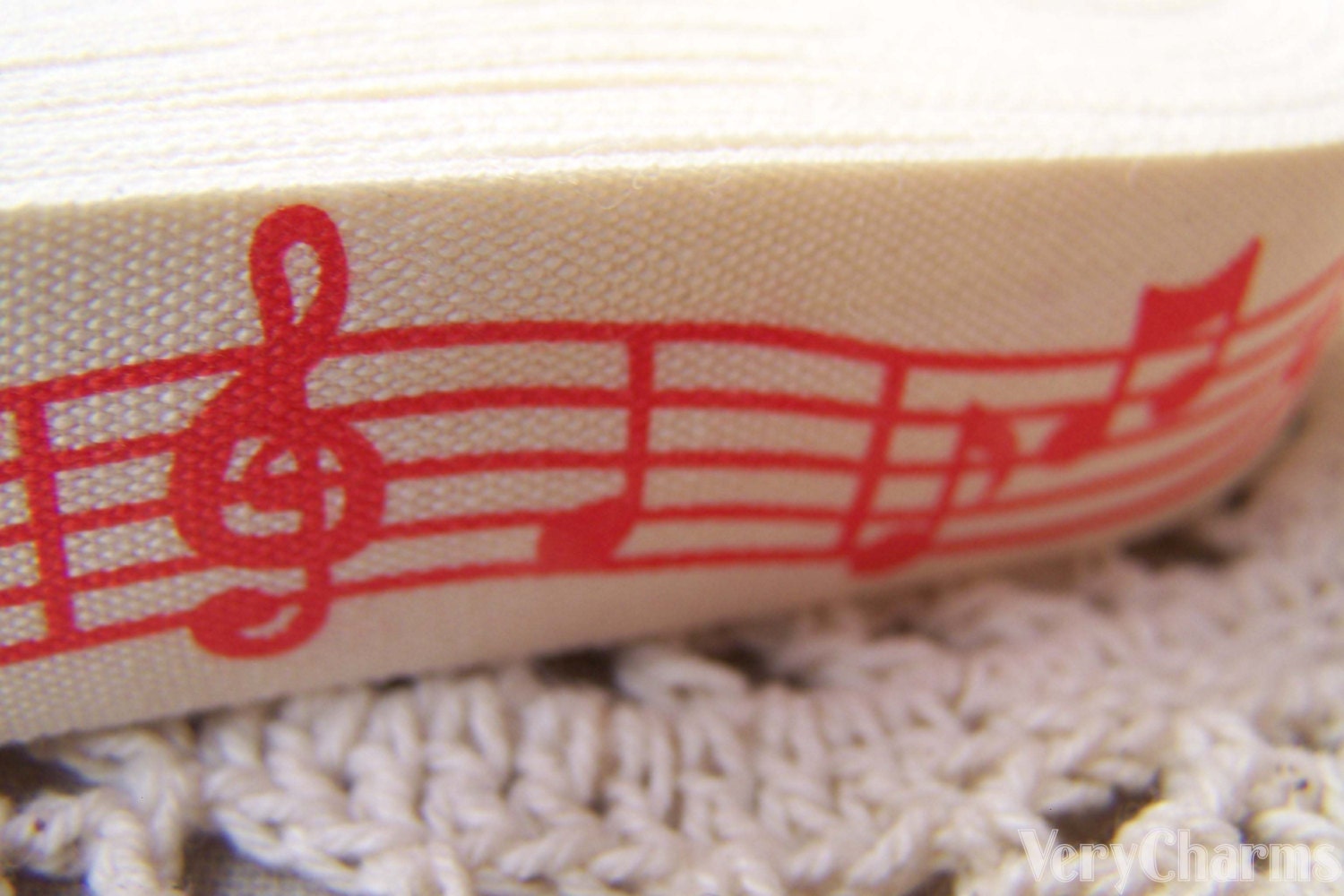 5.46 Yards 5 Meters Red Music Note Print Cotton Ribbon Label - Etsy