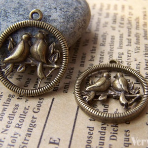 15 Pcs of Antique Bronze Two Love Birds Round Ring Charms 20mm A303 - Etsy