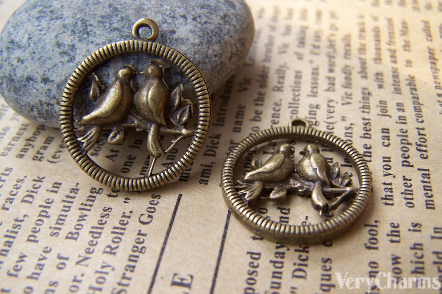 15 Pcs of Antique Bronze Two Love Birds Round Ring Charms 20mm A303 - Etsy