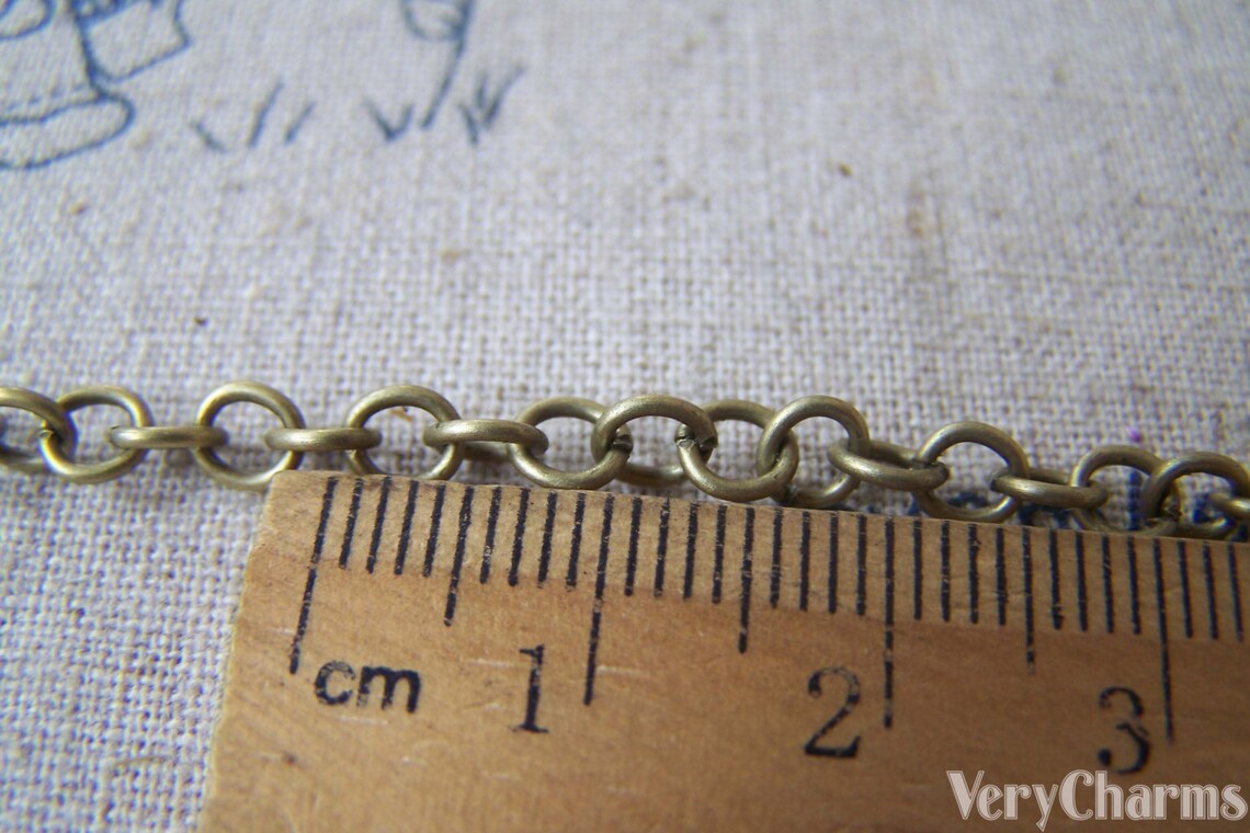 16 Ft (5m) of Antique Bronze Steel Round Cable Link Chain 4x4.5mm A4431 ...