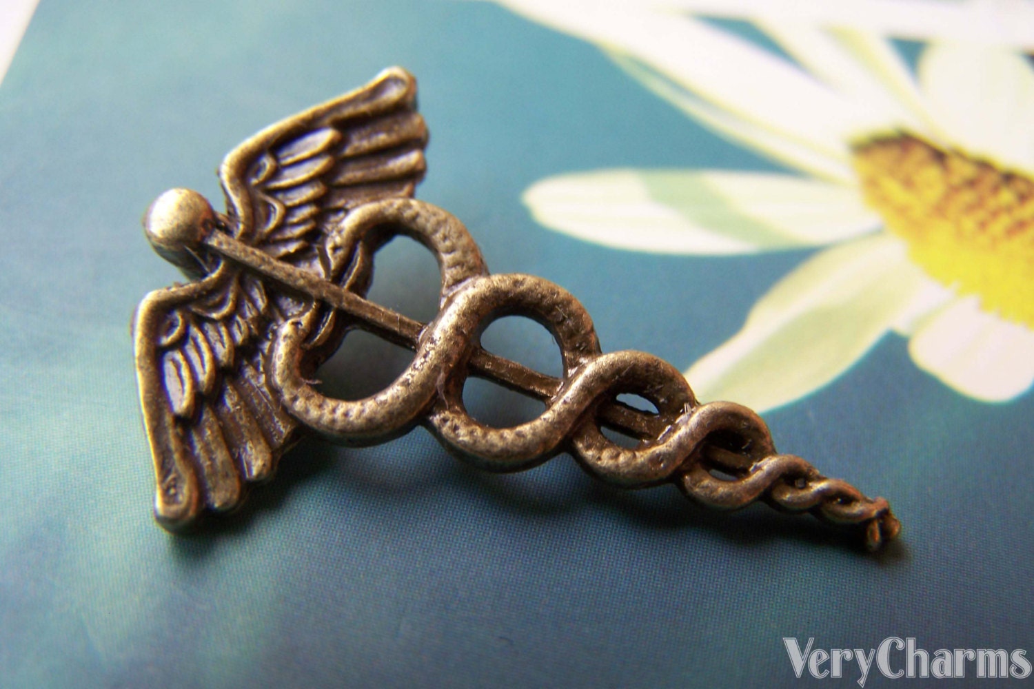 10 Pcs Antique Bronze Medical Symbol Caduceus Winged Snakes - Etsy