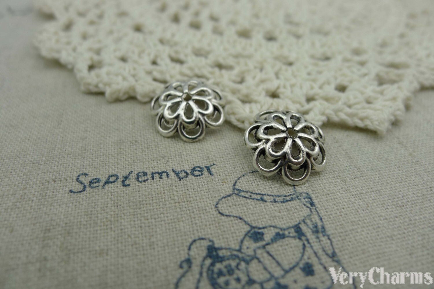 50 Pcs of Antique Silver Filigree Flower Spacer Bead Caps 15mm - Etsy