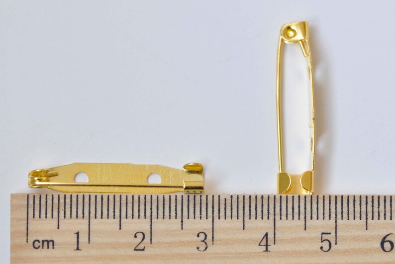50 pcs Shiny Gold Tone Brooch Back Base Bar Pins Findings 2 | Etsy
