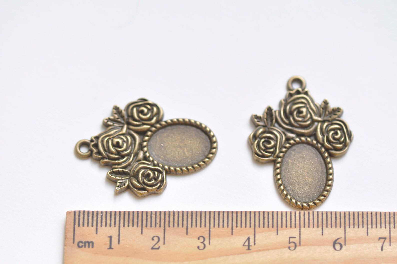 10 Pcs of Antique Bronze Rose Cameo Base Settings Match 10x14mm ...