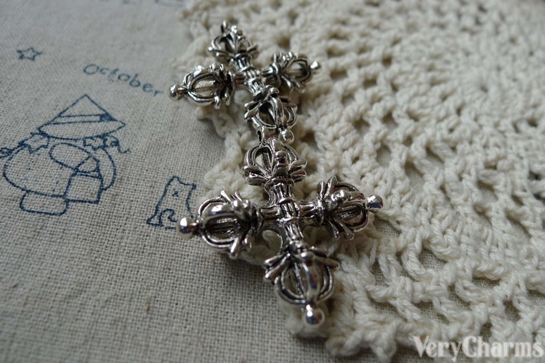 4 Pcs Antique Silver Pewter Double Vajra Dorje Cross Buddhism - Etsy