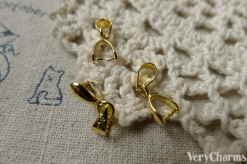 20 Pcs Gold Tone Brass Pinch Bail Snap Bails Clasps 18KGP | Etsy