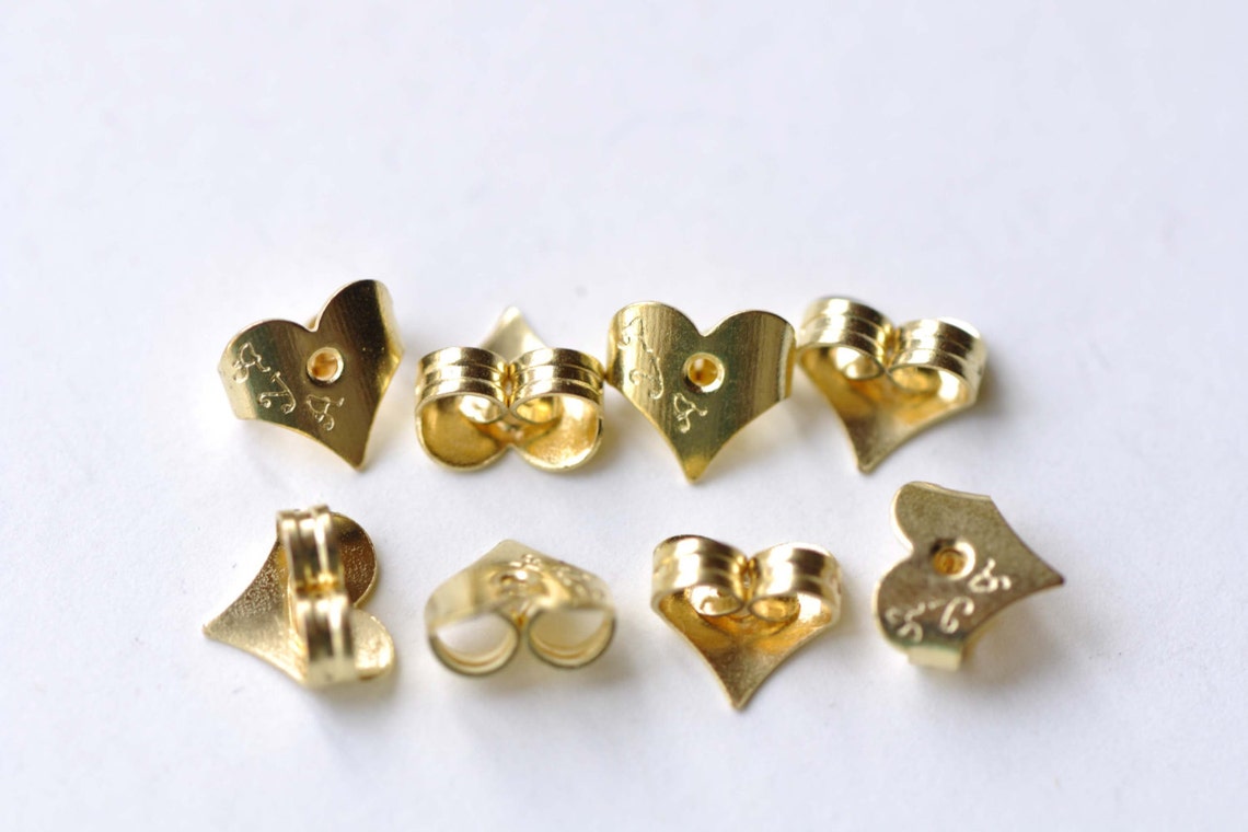 Gold Heart Earnuts Earring Stoppers Butterfly Backs Backings | Etsy
