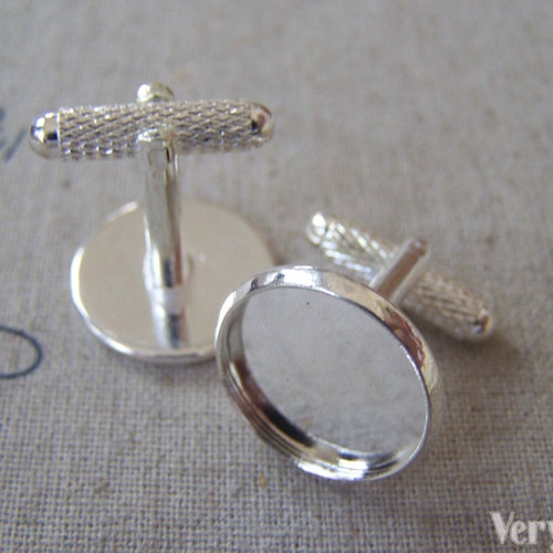 Square Bezel Cufflink Blanks Silver Cuff Links Setting Match | Etsy