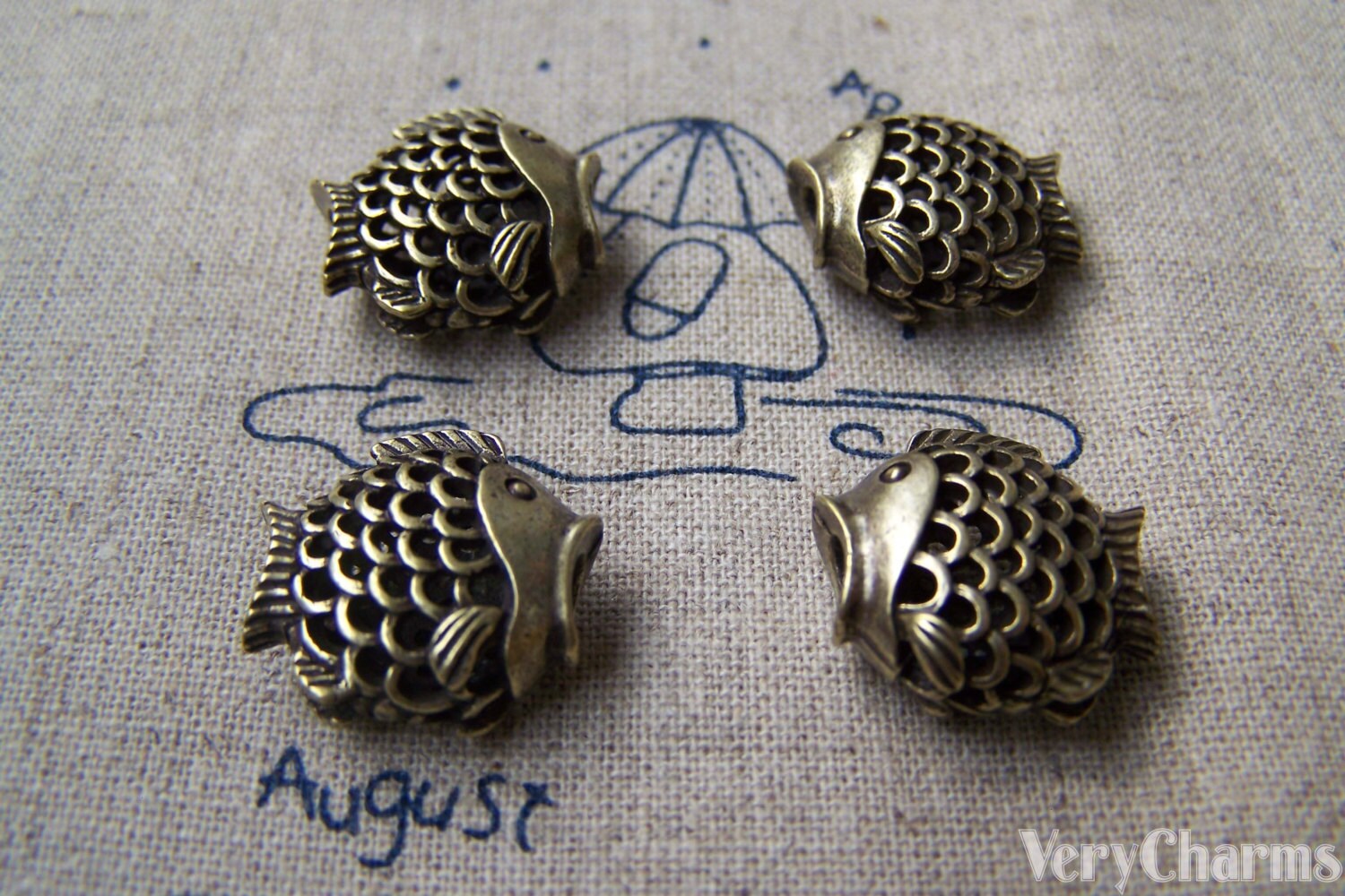 2 Pcs of Antique Bronze Filigree Fish Beads 17x18mm A1805 - Etsy