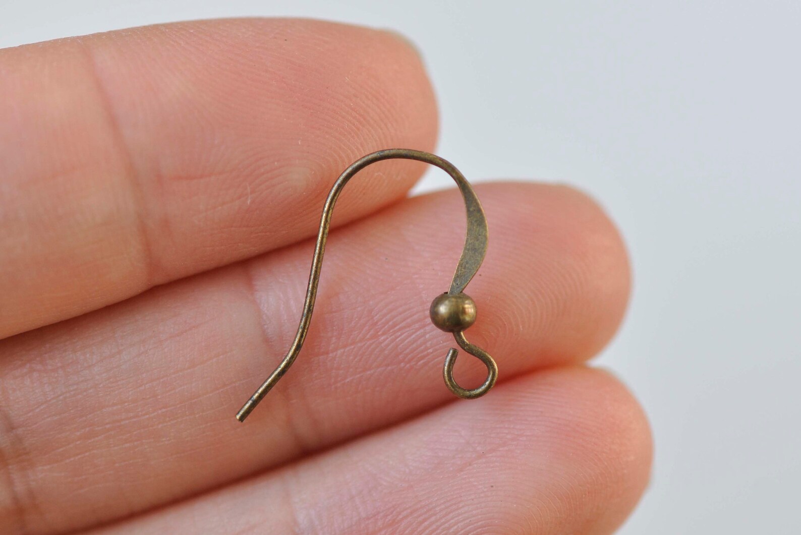Antique Bronze Earwire Flat Fish Ball End Hook Findings 16x18mm Set of ...