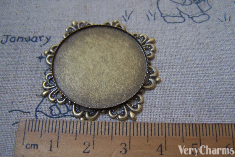 Antique Bronze Filigree Flower Sawtooth Bases Match 30mm - Etsy