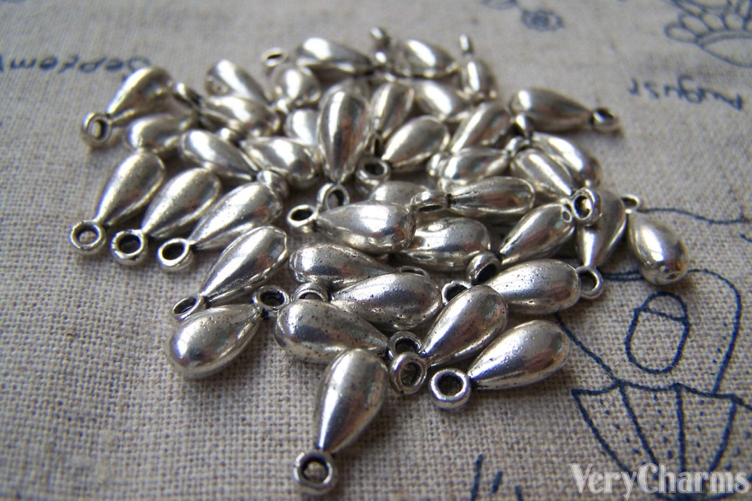 50 Pcs Antique Silve Fat Rain Drop Teardrop Charms 5x9mm A970 - Etsy