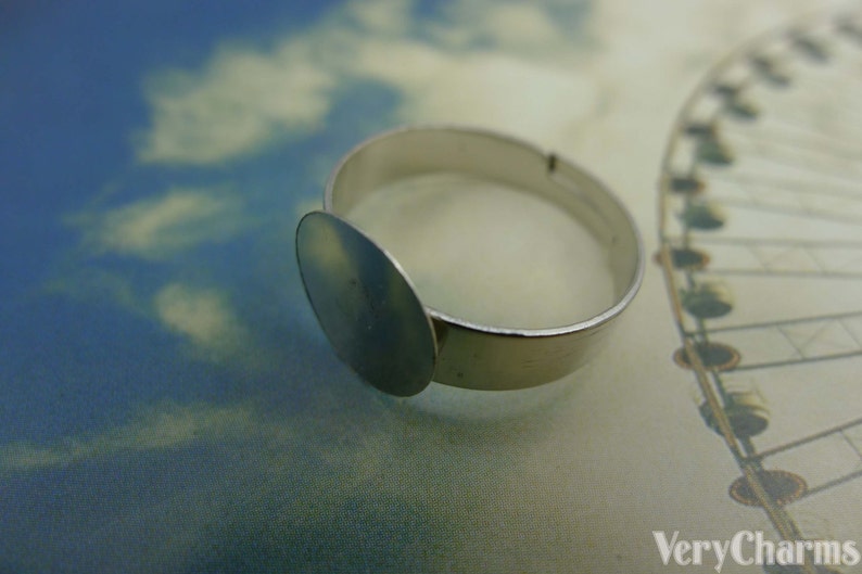 10mm Pad Ring Base Silvery Gray Nickel Tone Adjustable Ring - Etsy