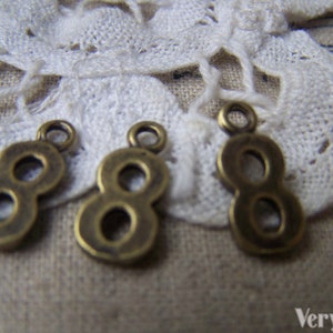 20 Pcs Antique Bronze Arabic Figure Number 8 Eight Charms 7x15mm A1773 ...